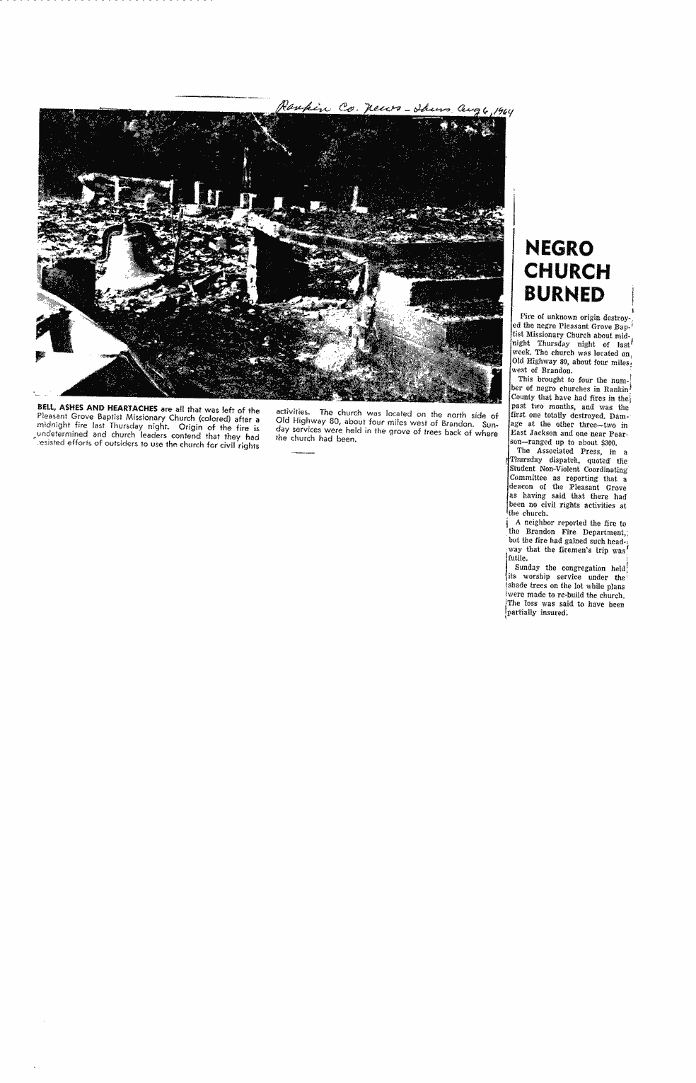 The Outsiders Church Fire Newspaper Article